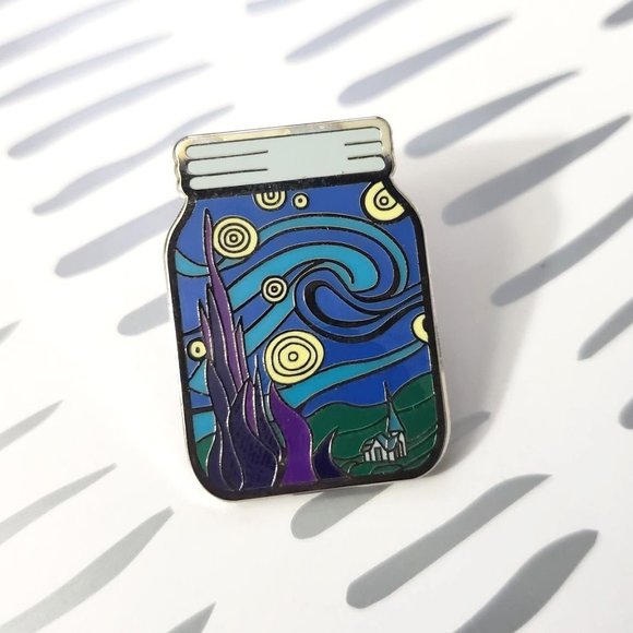 Jewelry | Vincent Van Gogh Starry Night Jar Pin Badge Brooch | Poshmark